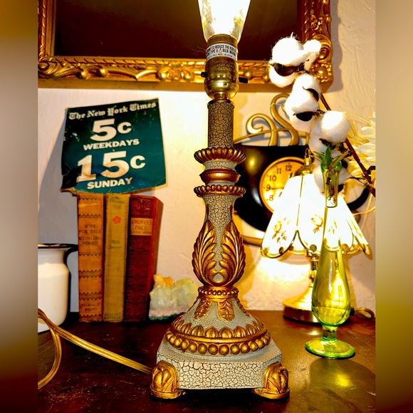 Other | Vintage 1997 C Berman Lamp Gold Crackle Working Victorian Style ...